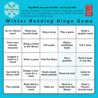 Winter Reading Bingo Game | Berkeley Public Library