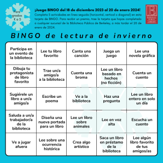 Winter Reading Bingo Game | Berkeley Public Library